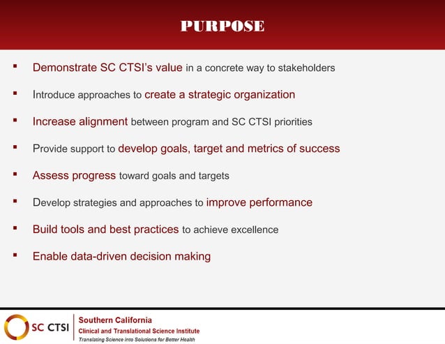 SC CTSI Perspective on Planning, Evaluation and Tracking (PET) in an ...