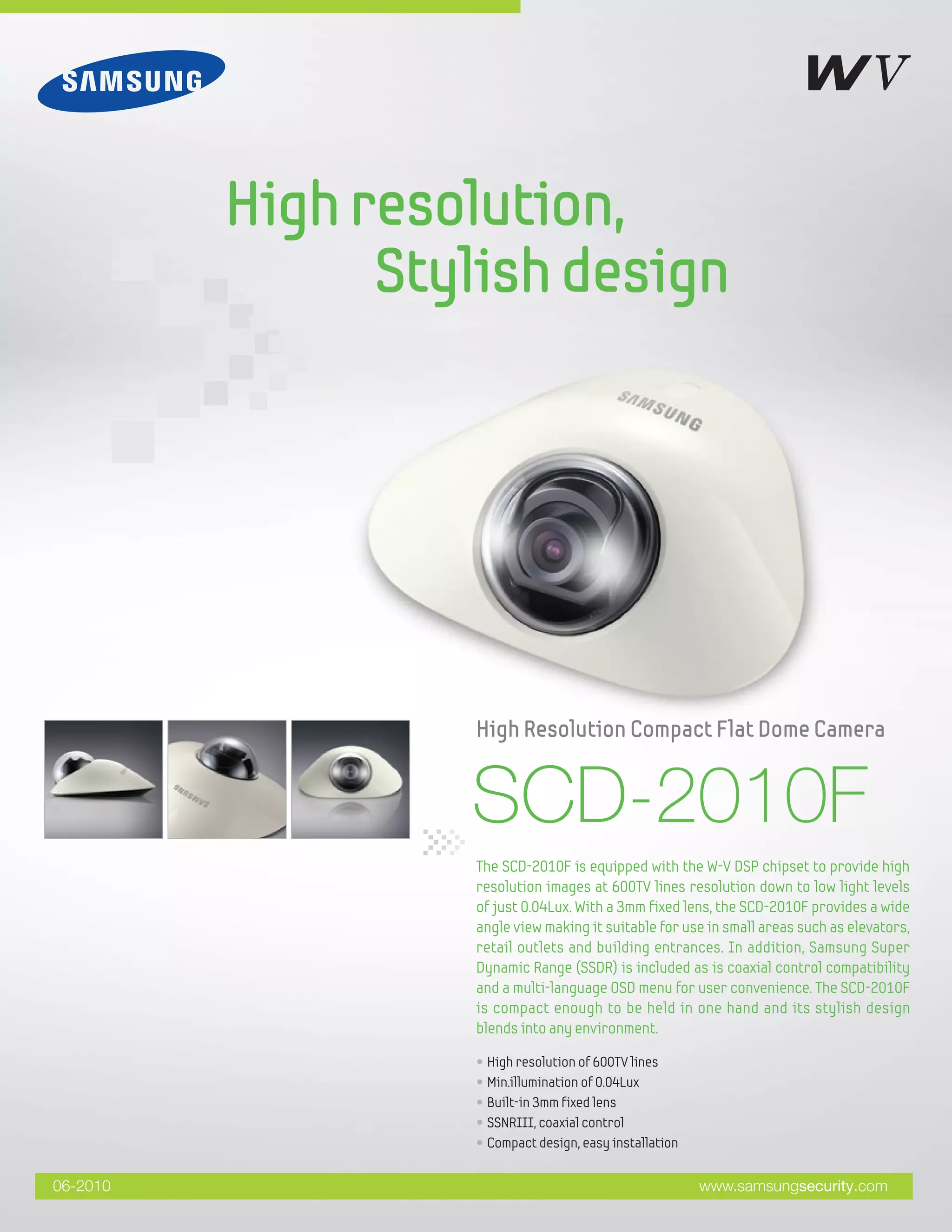 Samsung Techwin SCD-2010F Data Sheet | PDF | Cameras and Camcorders | Consumer Electronics