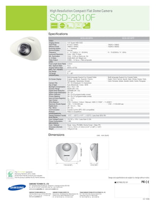 Samsung Techwin SCD-2010F Data Sheet | PDF | Cameras and Camcorders | Consumer Electronics