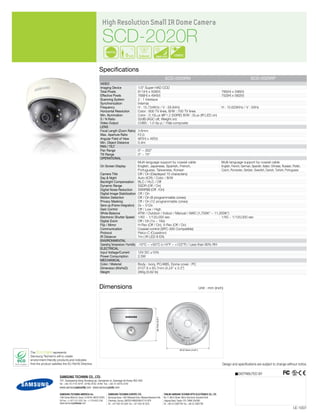 Samsung Techwin SCD-2020R Data Sheet | PDF