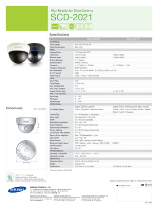 Samsung Techwin SCD-2021 Data Sheet | PDF