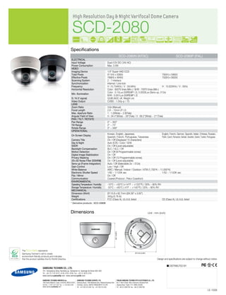Samsung Techwin SCD-2080 Data Sheet | PDF