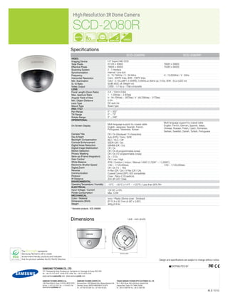 Samsung Techwin SCD-2080R Data Sheet | PDF