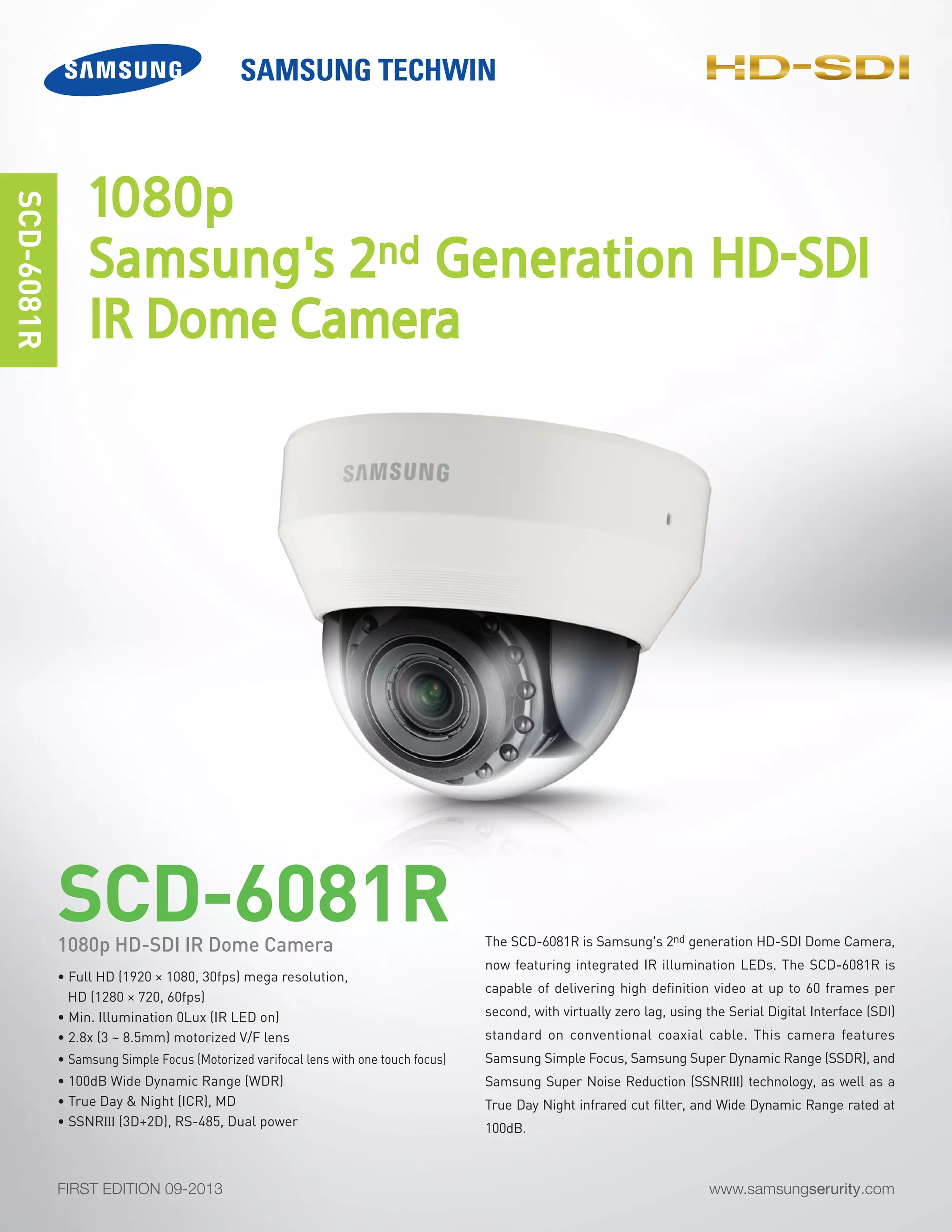 Samsung Techwin SCD-6081R Data Sheet | PDF | Cameras and Camcorders | Consumer Electronics