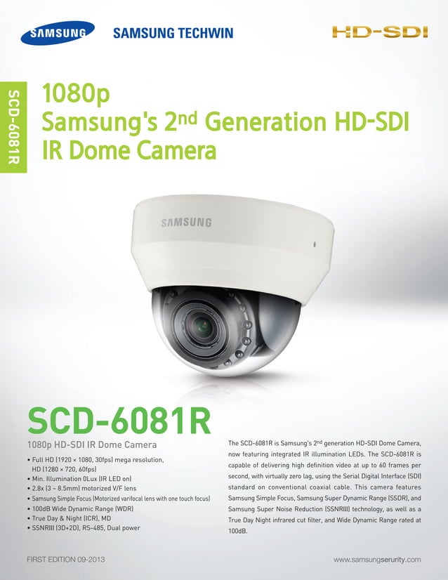 Samsung Techwin SCD-6081R Data Sheet | PDF | Cameras and Camcorders | Consumer Electronics