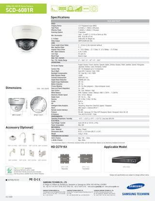 Samsung Techwin SCD-6081R Data Sheet | PDF | Cameras and Camcorders | Consumer Electronics