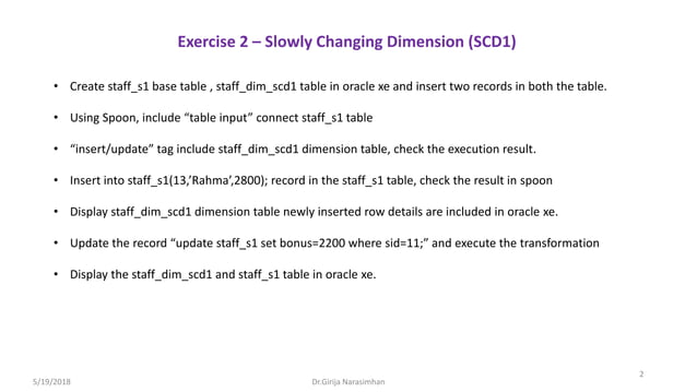 Slowly Changing Dimension Type 1 (SCD 1) exercise 2 solution insert and ...