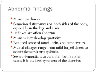 Subacute Combined Degenerative Spinal Cord Disorder | PPTX