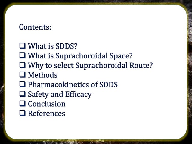 Suprachoroidal drug delivery system | PPTX | Eye and Vision Conditions ...