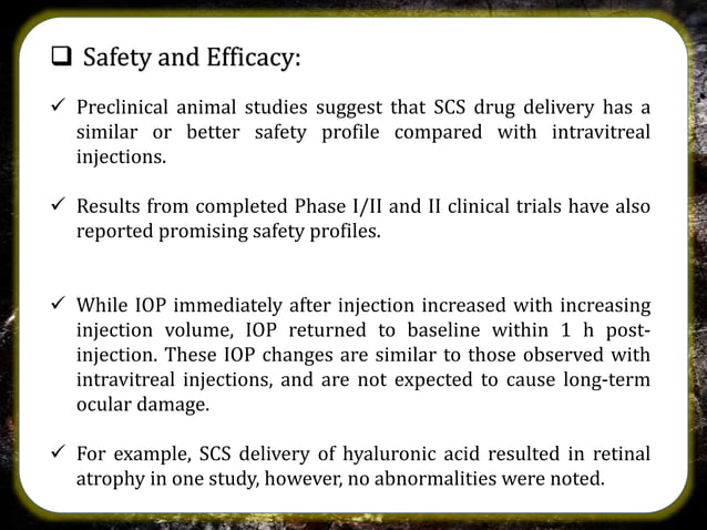 Suprachoroidal drug delivery system | PPTX | Eye and Vision Conditions ...