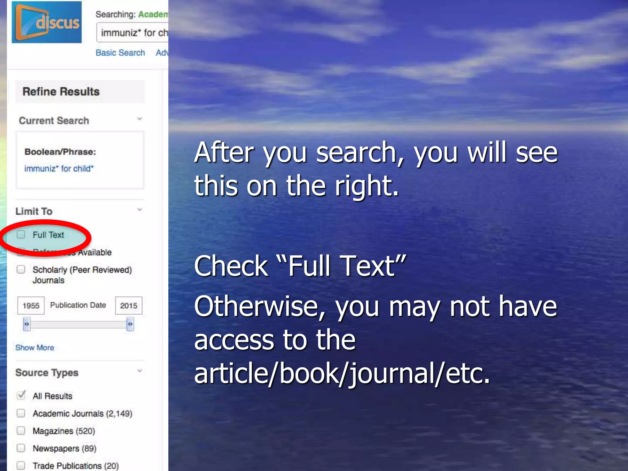 Directions on using SCDiscus.org for reaserch | PPTX