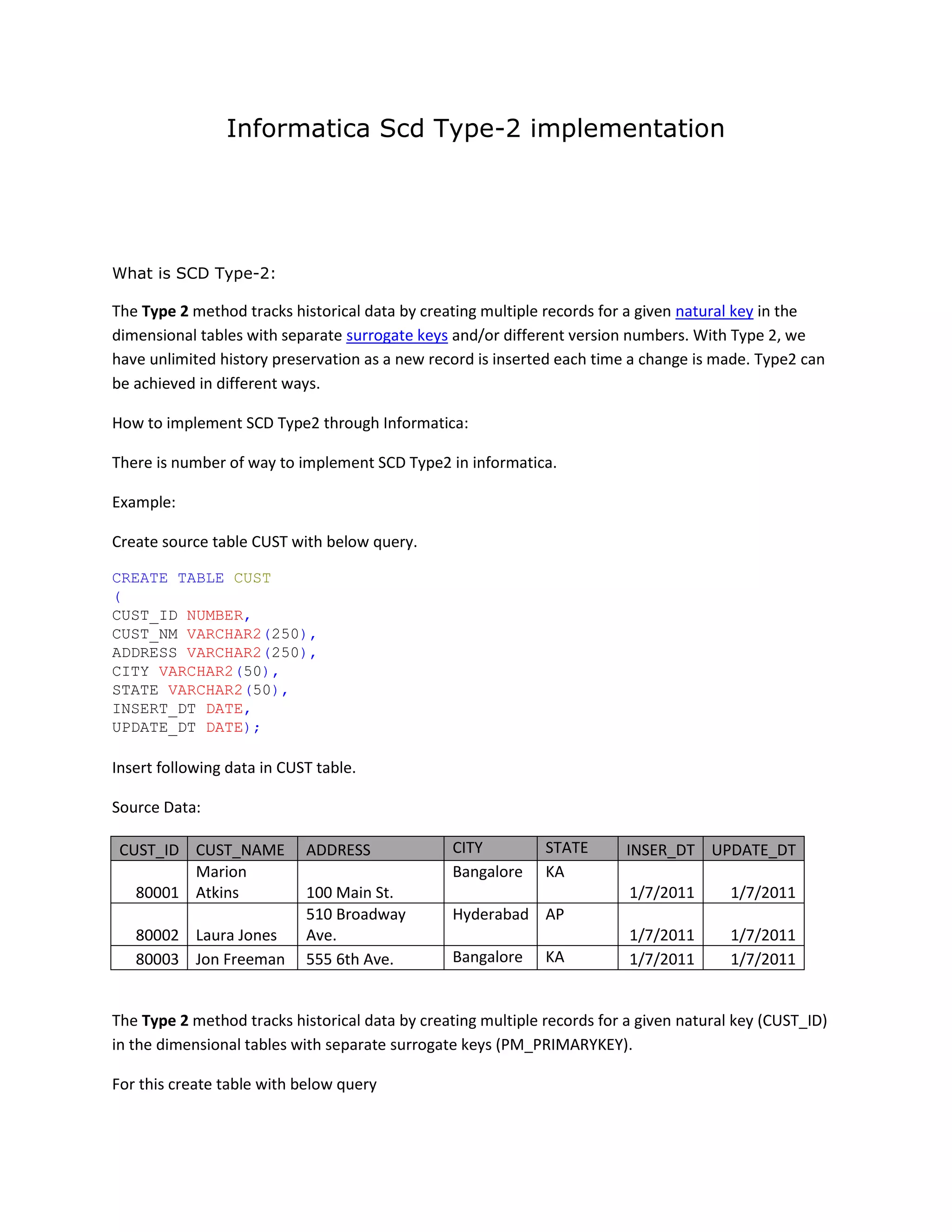 Scd type2 through informatica | PDF
