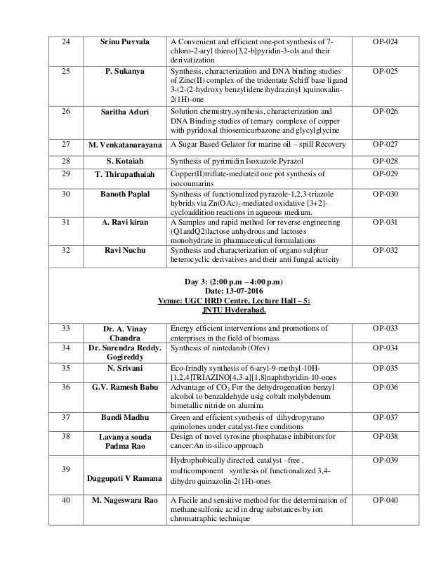 Scientific schedule - ICRACACE 2016
