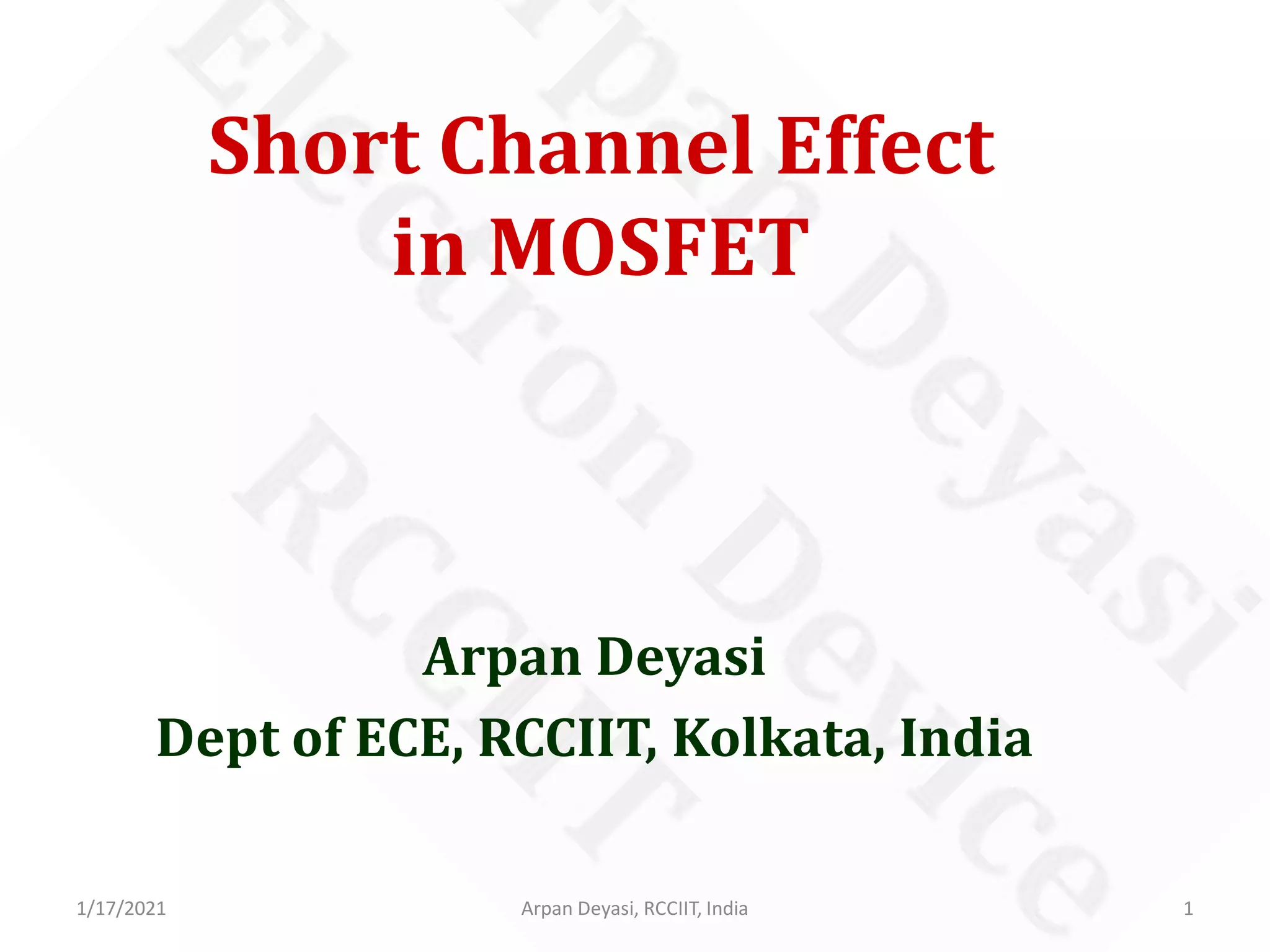 Short-Channel Effects in MOSFET | PDF