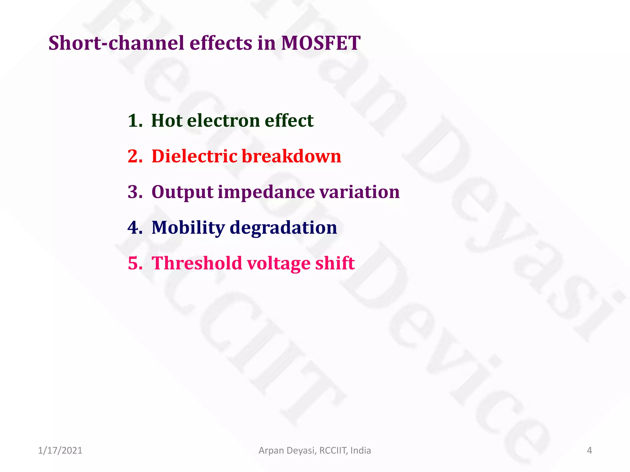 Short-Channel Effects in MOSFET | PDF