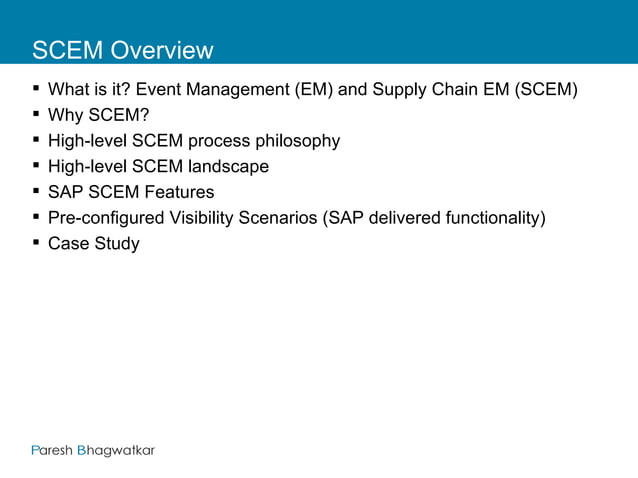 Scem Overview - PPT - Paresh Bhagwatkar | PPT