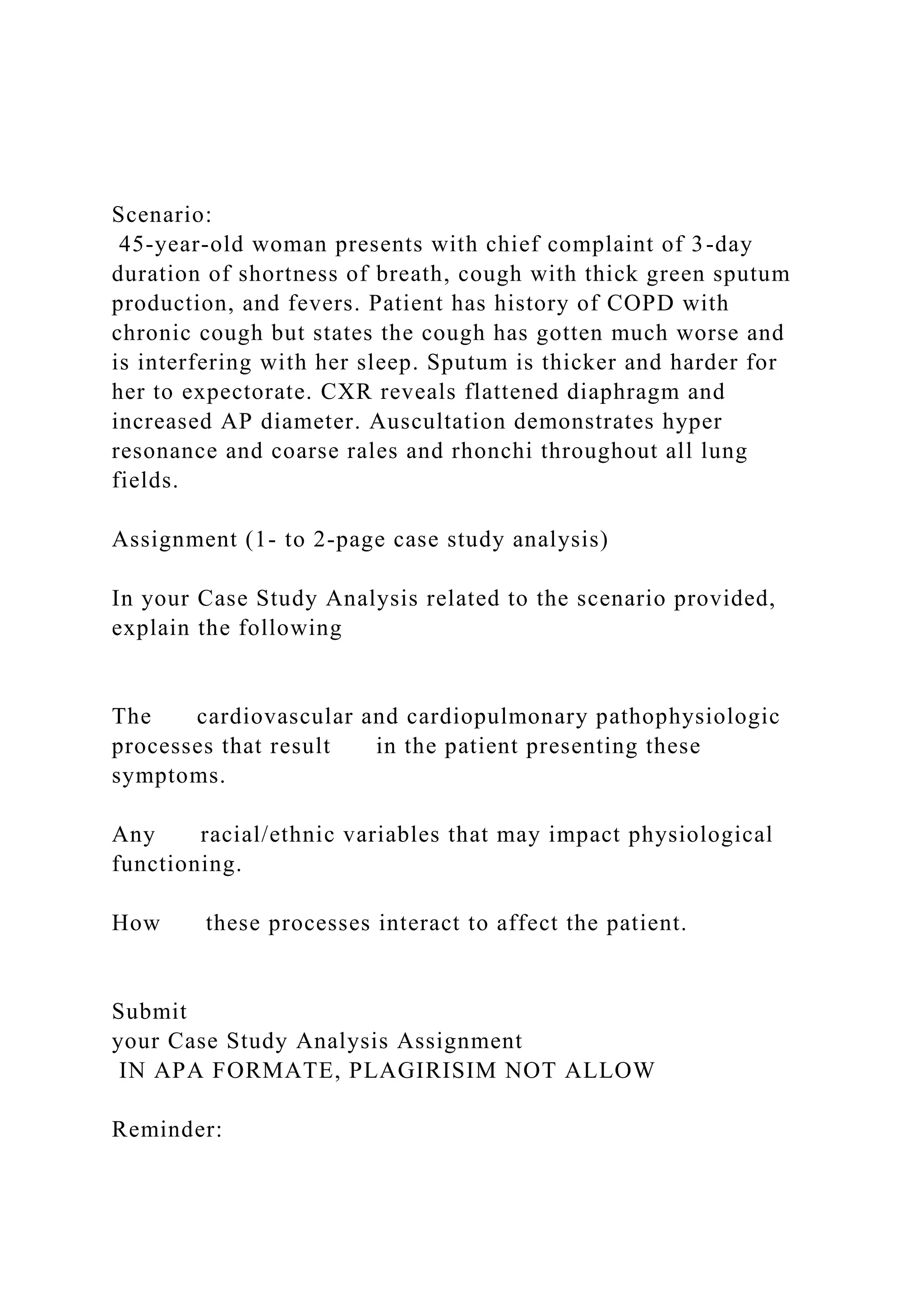 Scenario 45-year-old woman presents with chief complaint of 3.docx