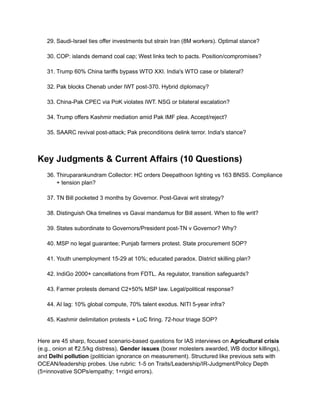Scenario Based questions for IAS- OCEAN Framework | PDF