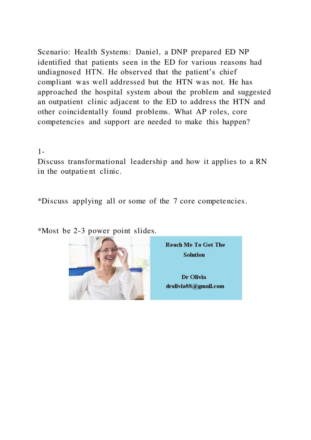 Scenario Health Systems Daniel, a DNP prepared ED NP identified th | PDF