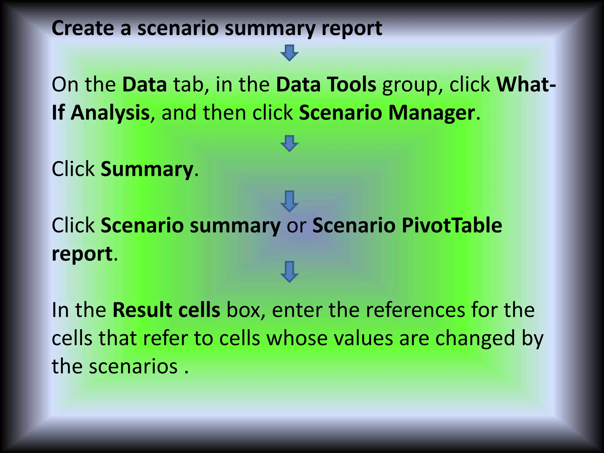 Scenario in excel | PPTX