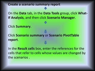 Scenario in excel | PPTX