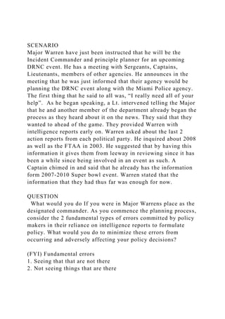 SCENARIOMajor Warren have just been instructed that he will be t.docx