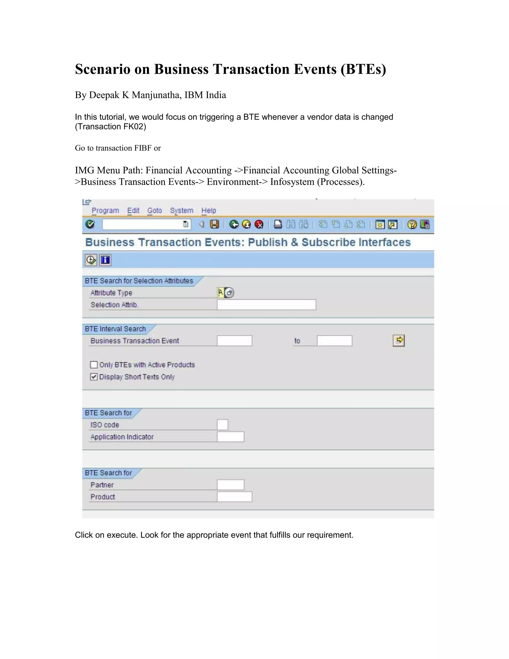 Scenario on business transaction events | DOC