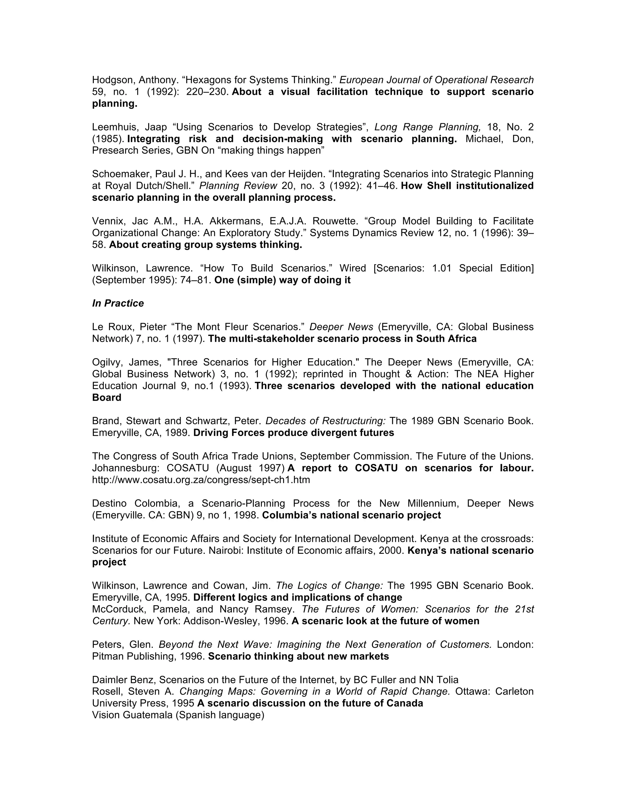 Scenario planning Workshop | PDF