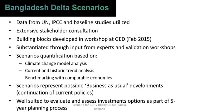 Scenarios of Bangladesh Delta Plan 2100 by Dr. Taibur Rahman | PDF ...