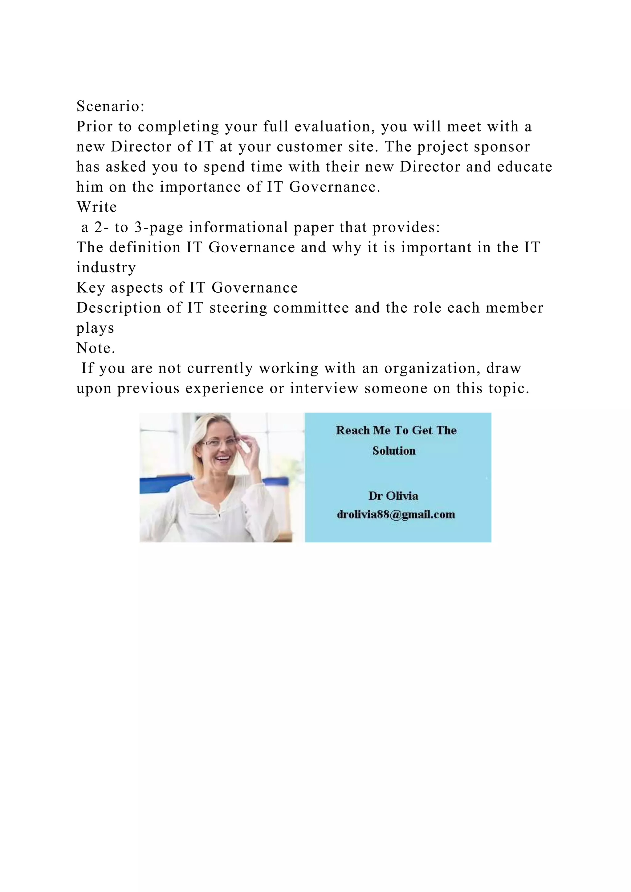 Scenario Prior to completing your full evaluation, you will meet .docx