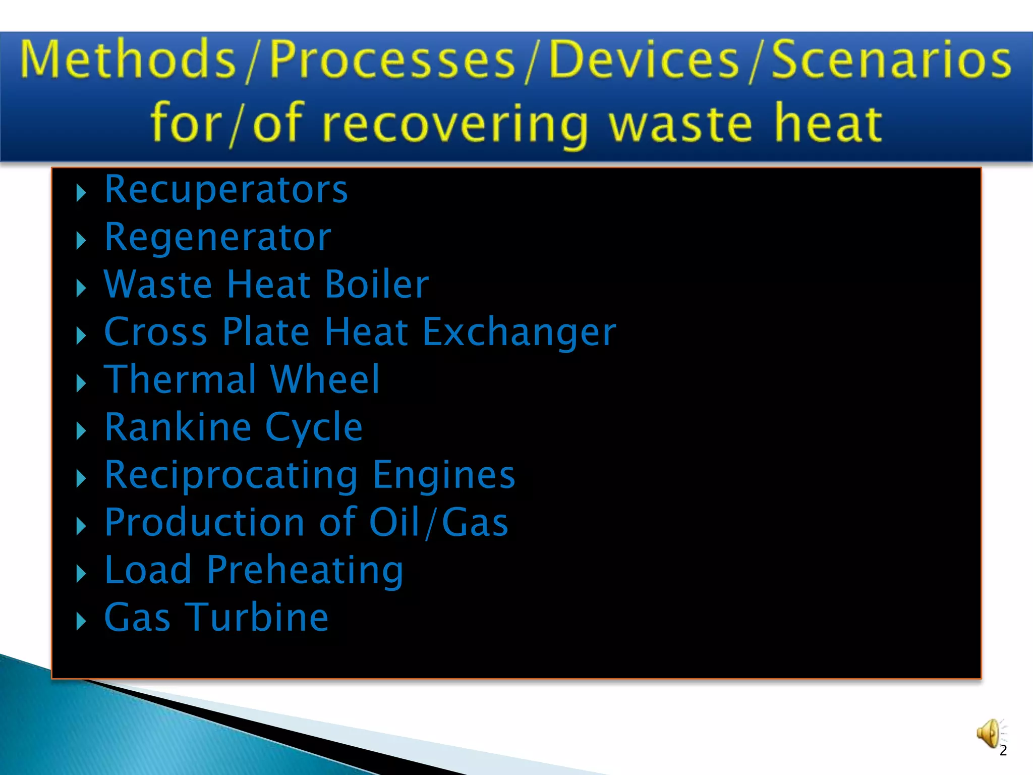 Scenarios and possiblities of waste heat recovery | PPT