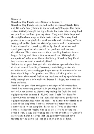 ScenarioSmackey Dog Foods Inc.—Scenario SummarySmackey Dog Foo.docx