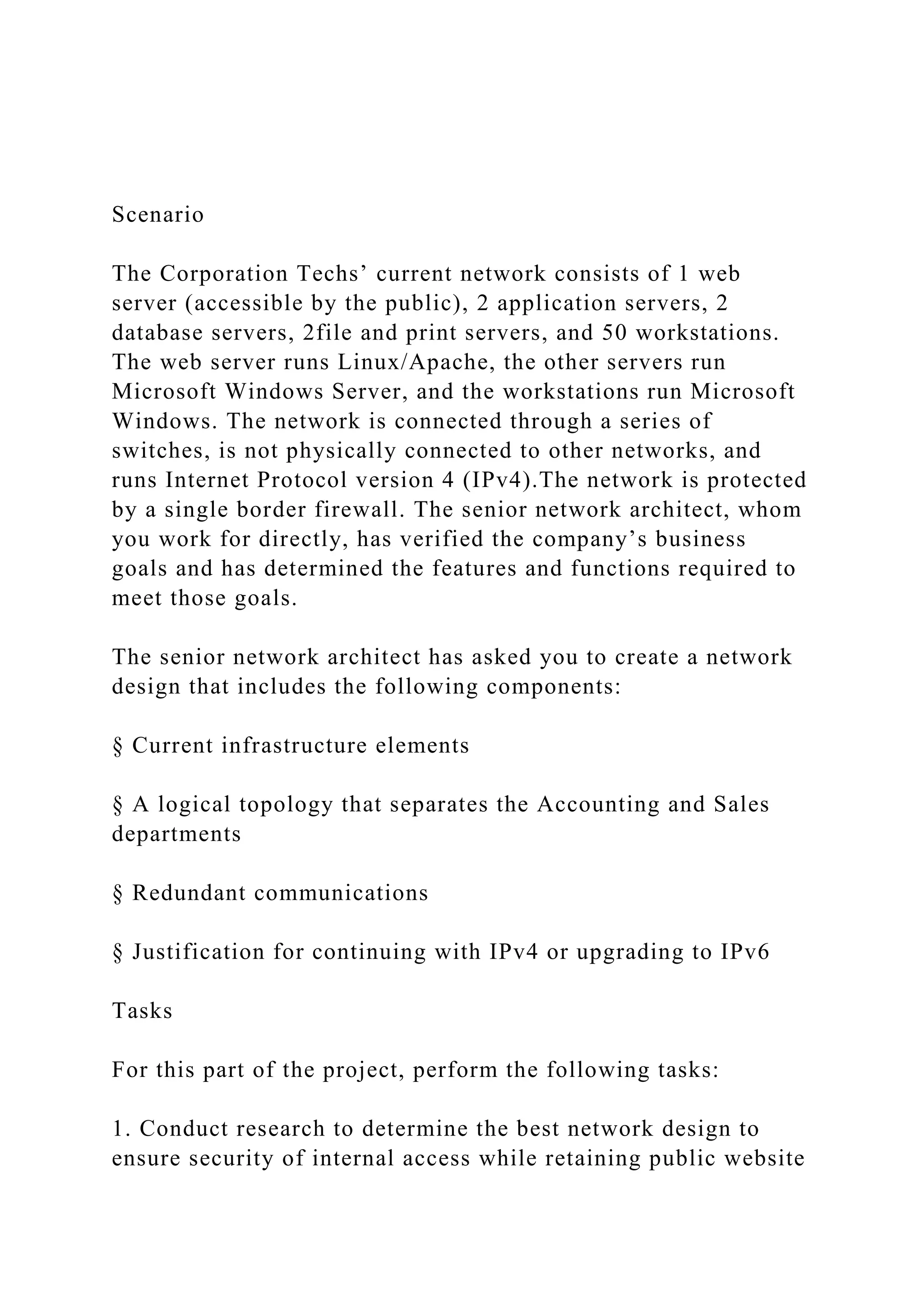 Scenariothe Corporation Techs Current Network Consists Of 1docx Computer Networking Computing