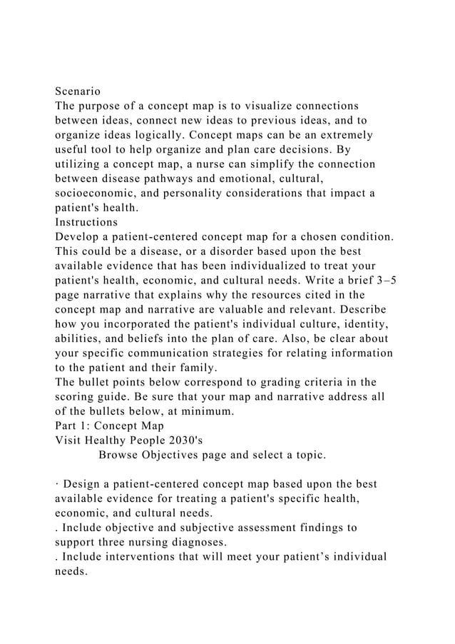 ScenarioThe purpose of a concept map is to visualize connections.docx ...