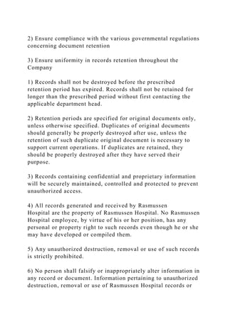 ScenarioYou are the manager of the Medical Records Department at.docx