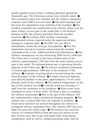 Scenario You are the Refinery Emergency Response Coordinator for an.docx