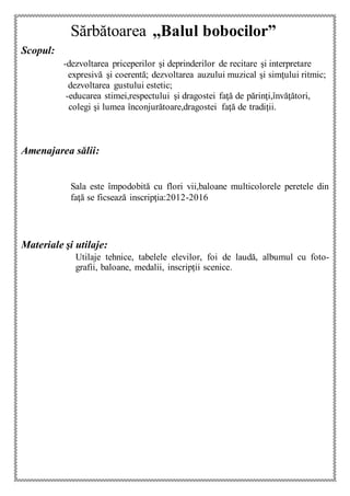 Scenariu -balul bobocilor | DOCX