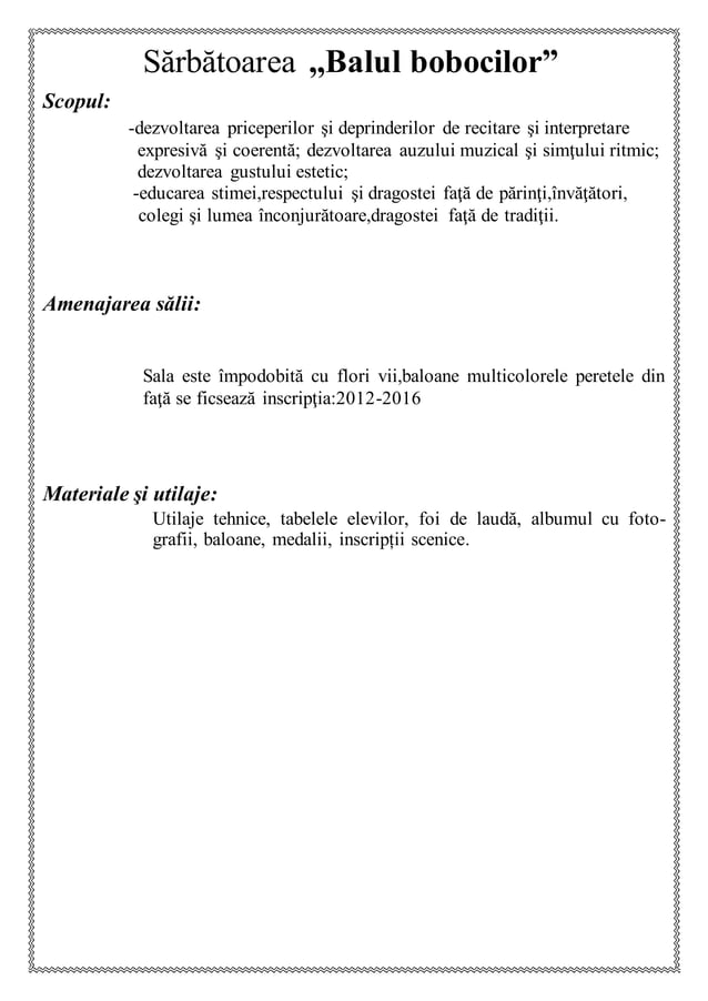 Scenariu -balul bobocilor | DOCX