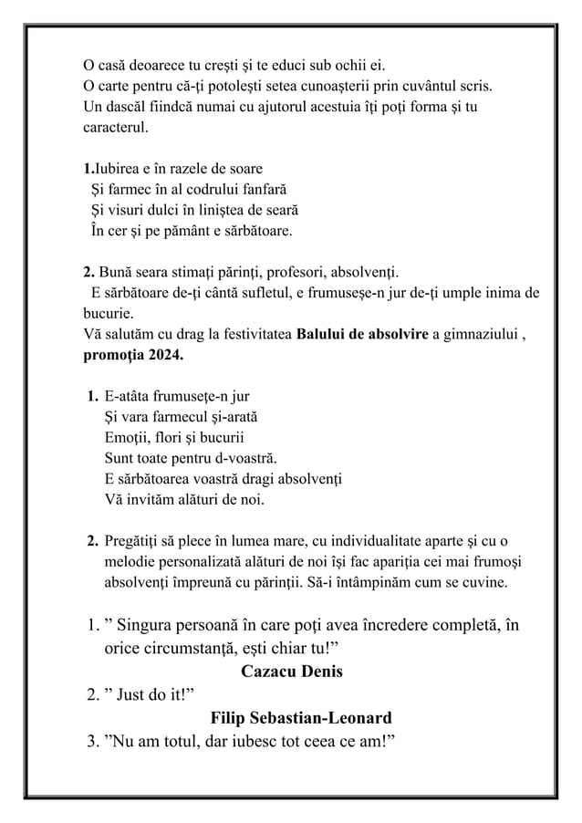 Scenariu Balul de absolvire activitate 2023 | DOCX