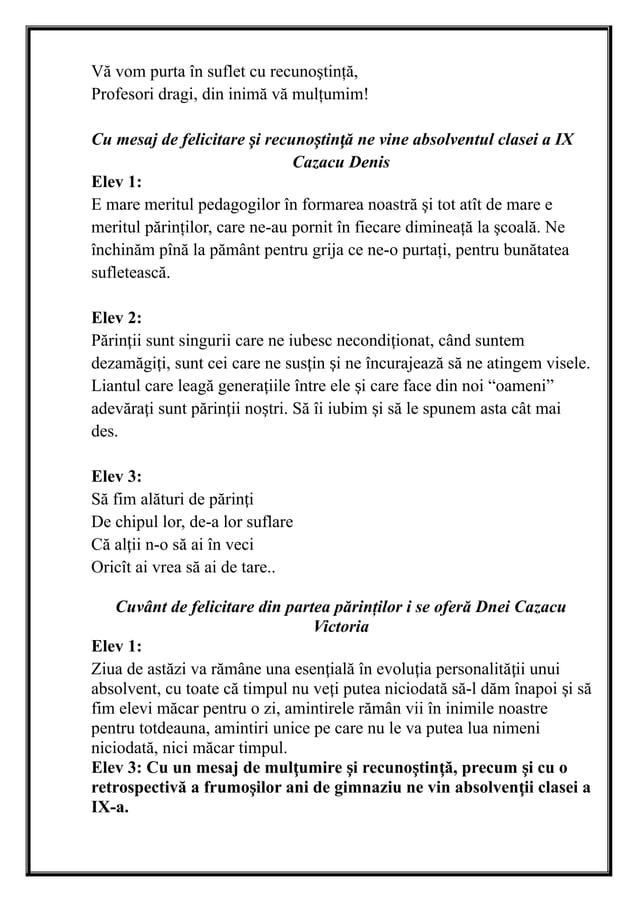 Scenariu Balul de absolvire activitate 2023 | DOCX