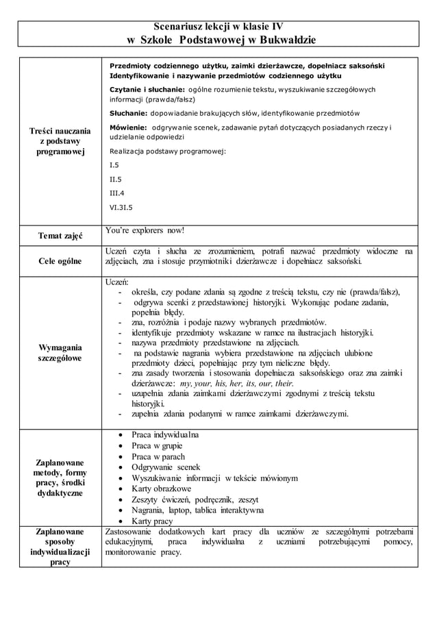 Scenariusz lekcji - monitor interaktywny | PDF