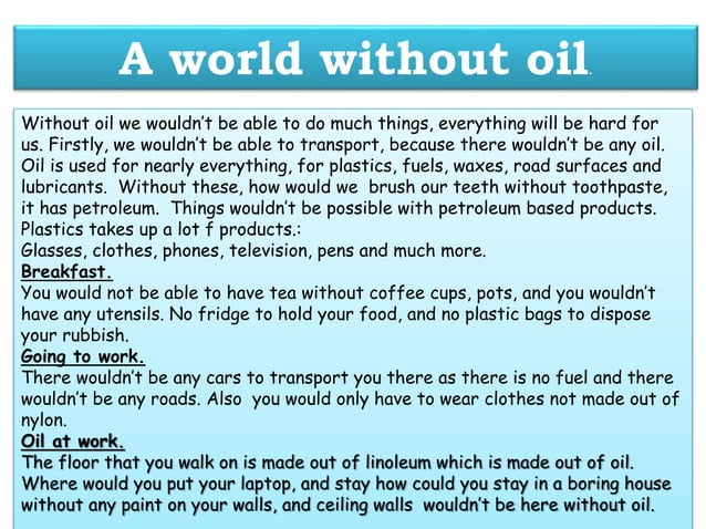a world without oil | PPTX | Food & Drink