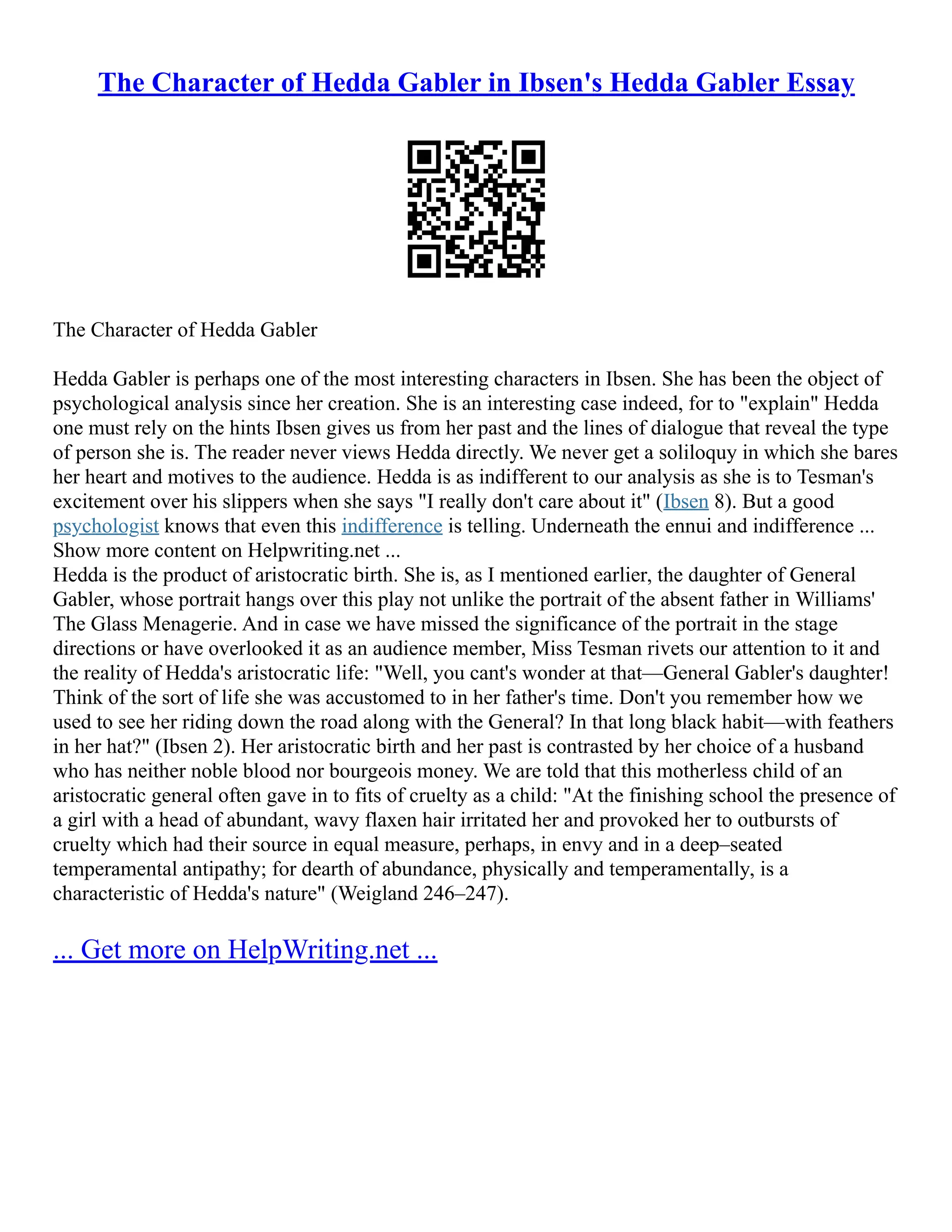 Scene In Hedda Gabler | PDF