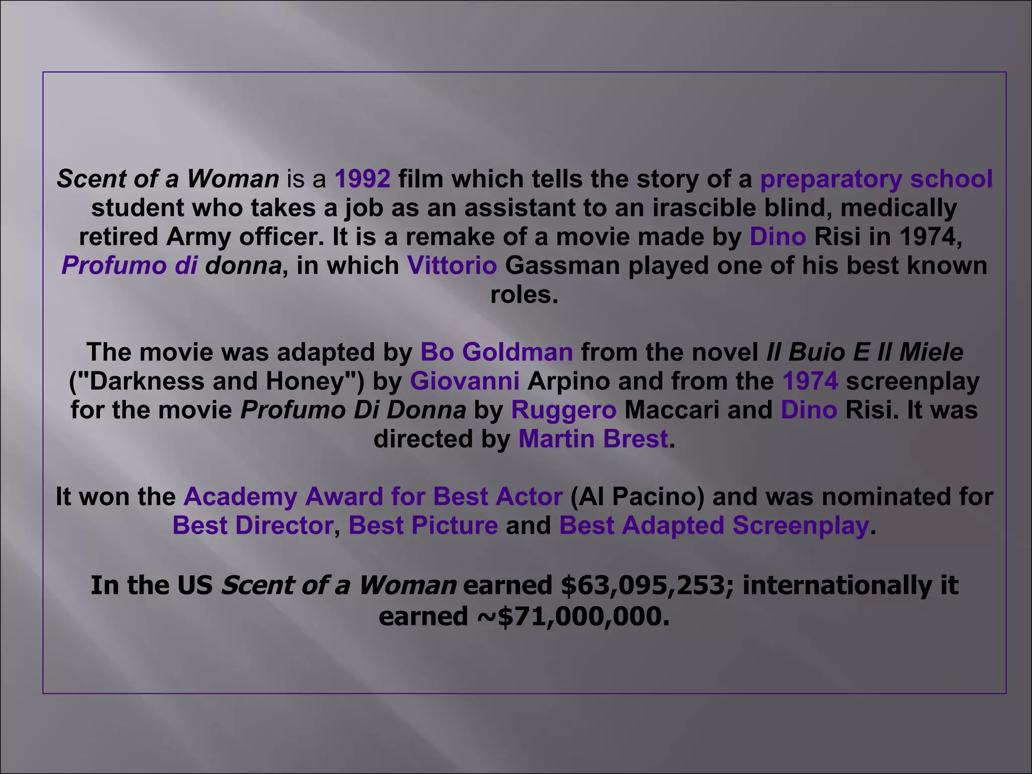 Scent Of a Women | PPT