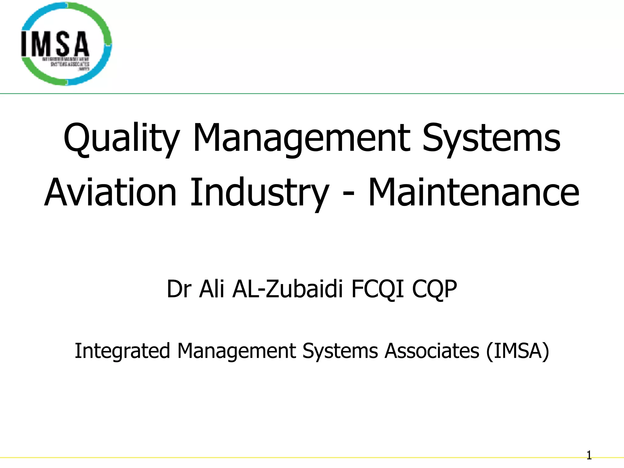 Quality Management Systems - Aviation Industry | PDF