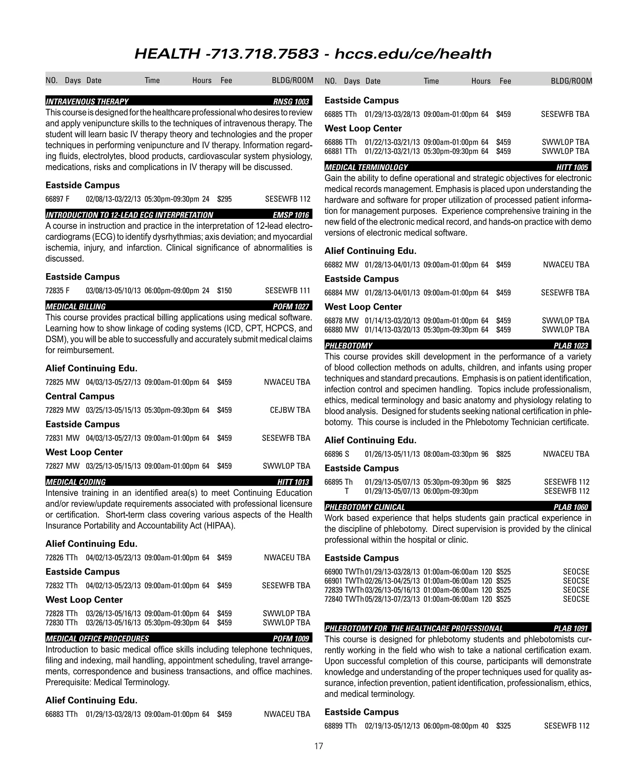 HCC Continuing Education Schedule | PDF