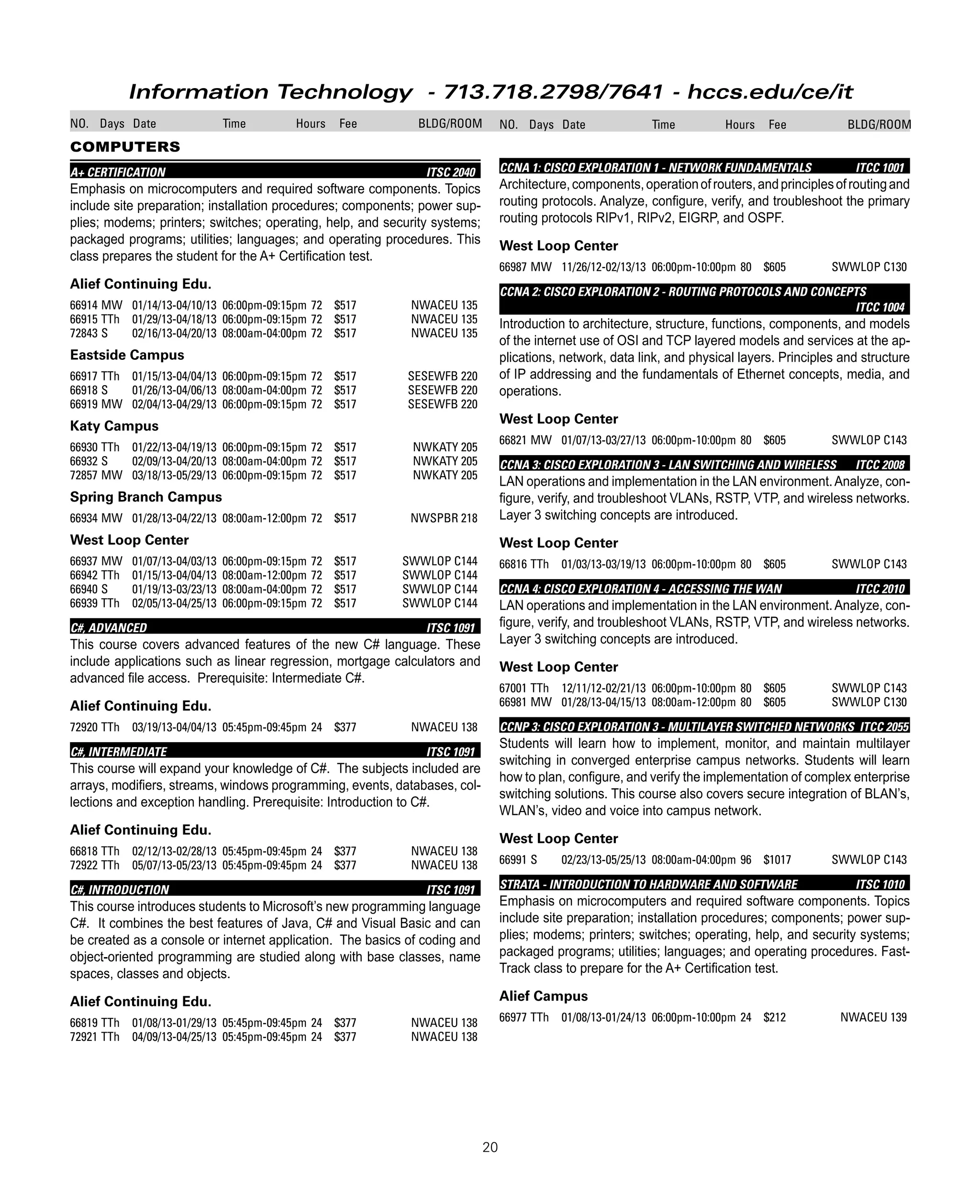 HCC Continuing Education Schedule | PDF