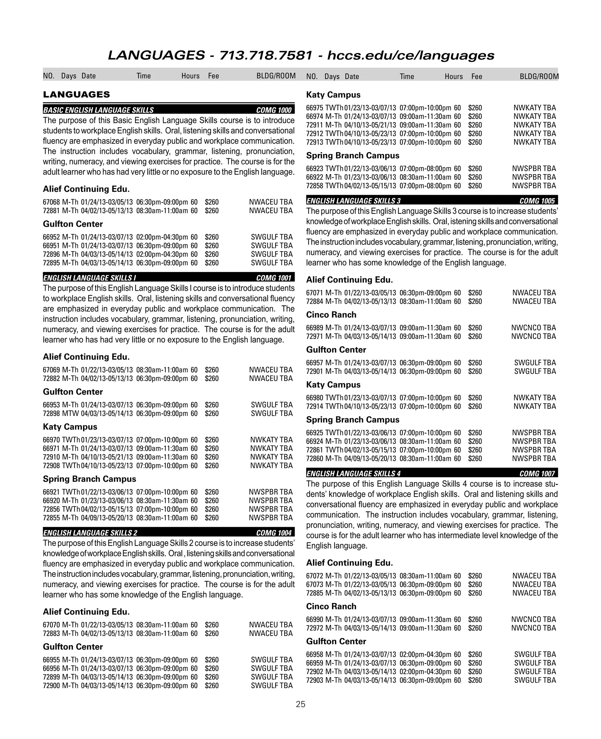 HCC Continuing Education Schedule | PDF