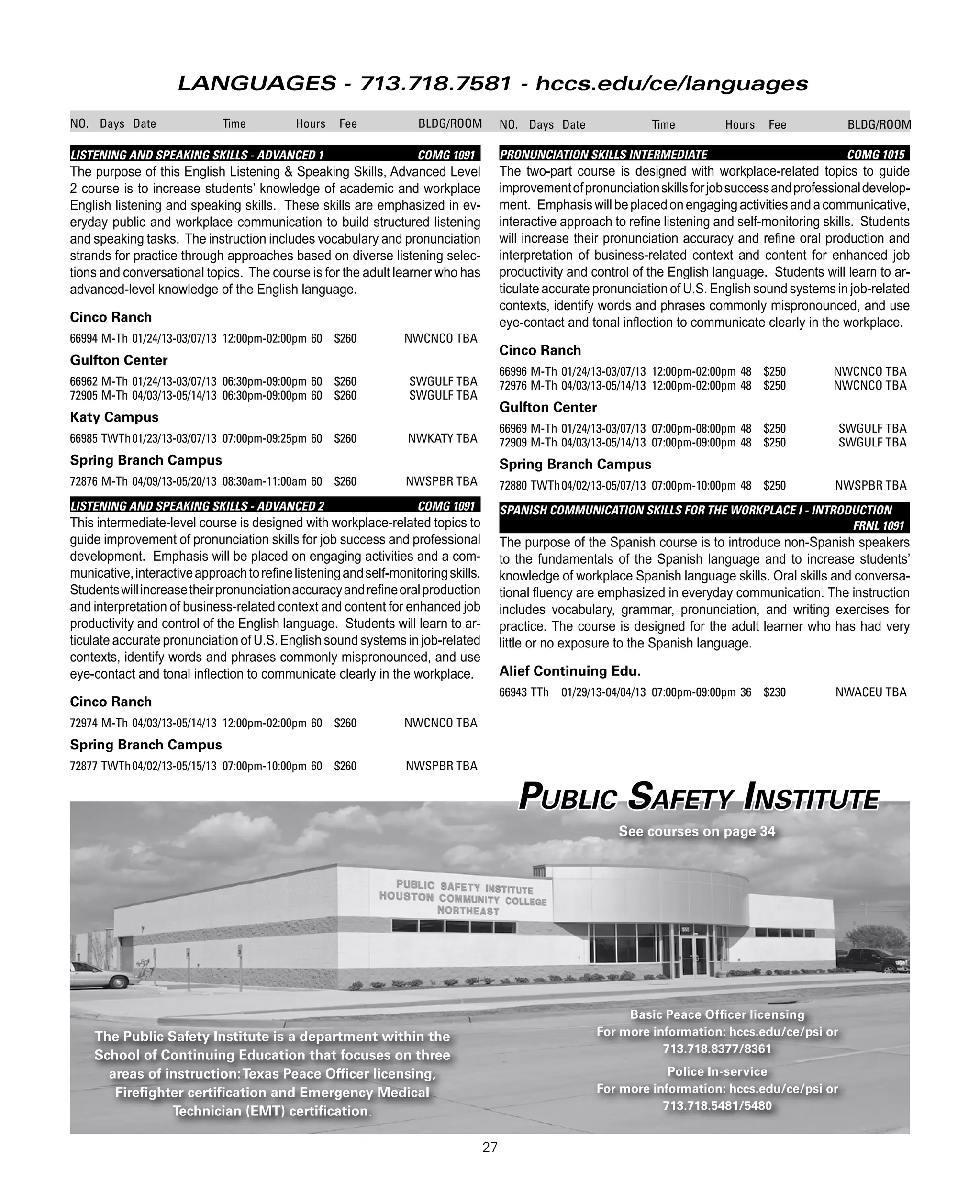 HCC Continuing Education Schedule | PDF