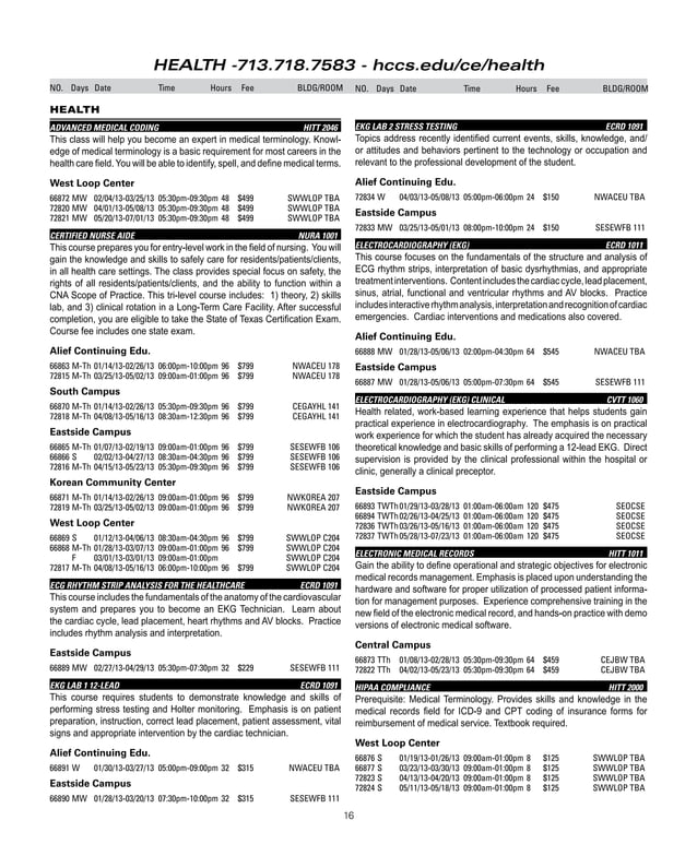 HCC Continuing Education Schedule | PDF